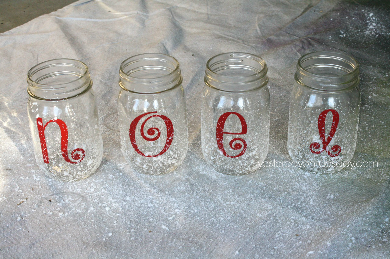 Frosted Noel Mason Jars | Yesterday on Tuesday