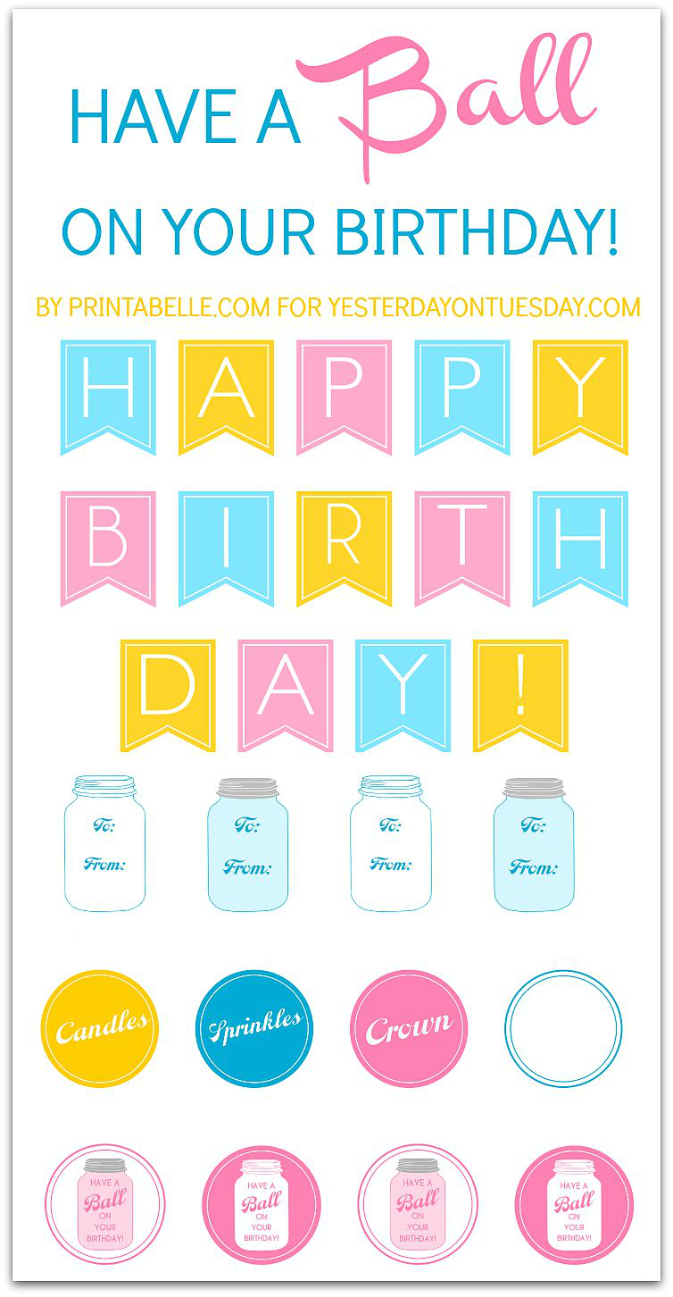 Mason Jar Birthday Printables | Yesterday on Tuesday