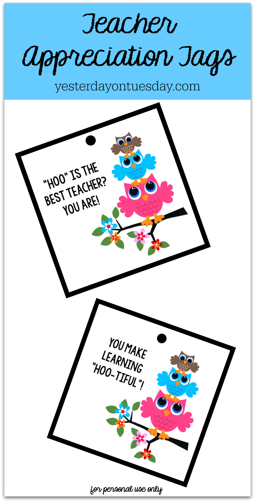 Owl Themed Teacher Appreciation Gift | Yesterday on Tuesday