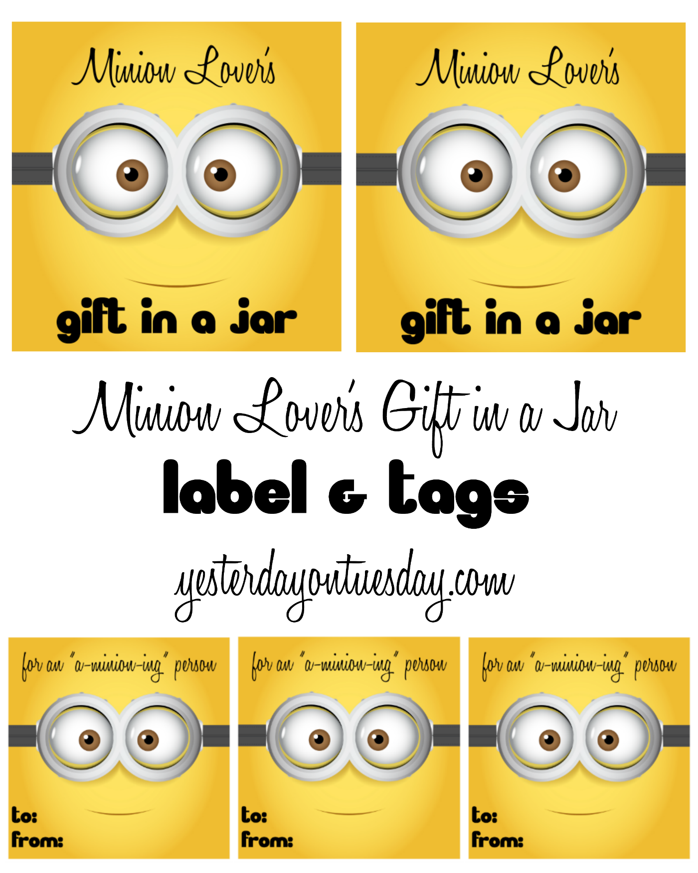 Minion Lover's Gift in a Jar | Yesterday on Tuesday